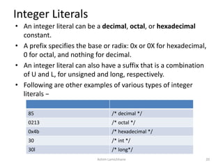 Unit 2. Elements of C | PPTX
