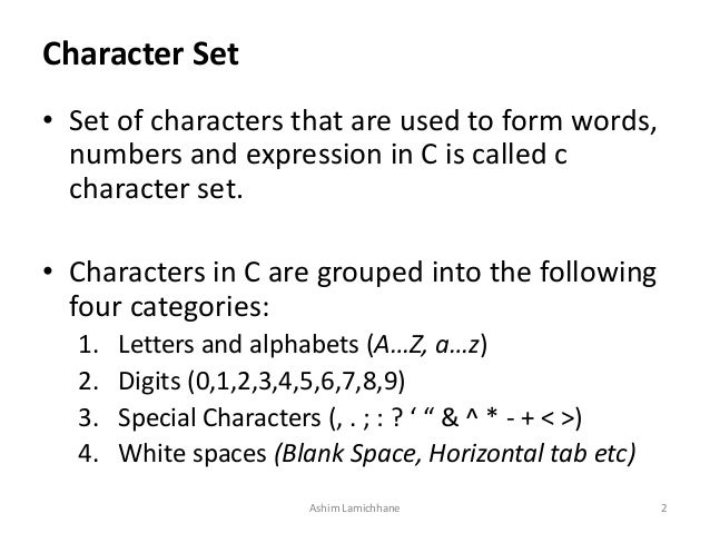 Unit 2. Elements of C