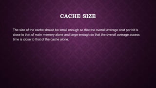 Elements of cache design | PPTX