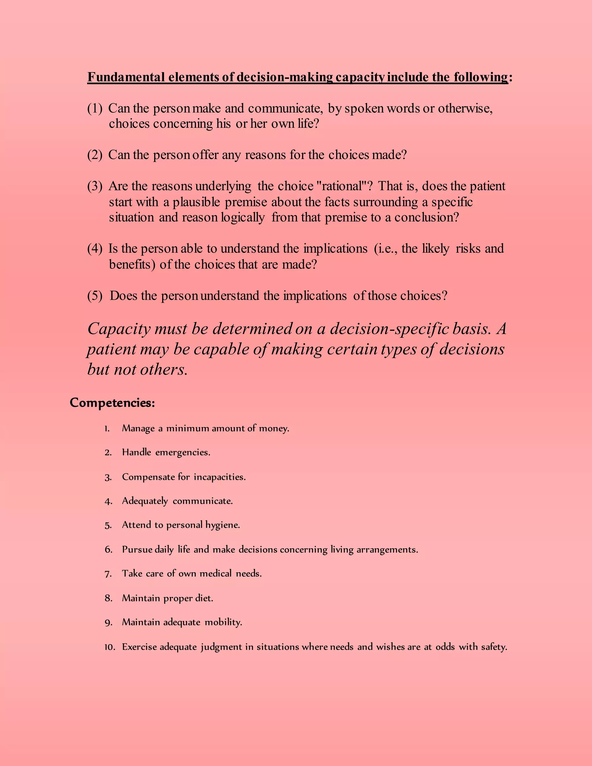 Elements of capacity | DOCX