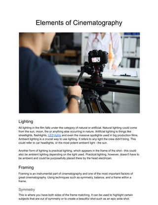 Elements of Cinematography | PDF