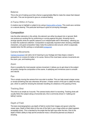 Elements of Cinematography | PDF