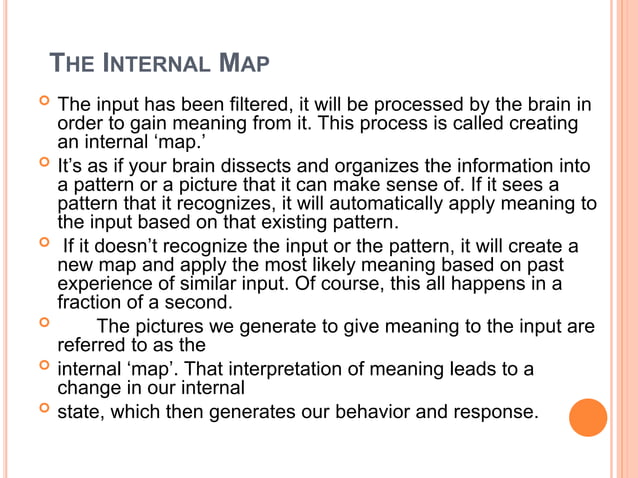Elements of com, internal map, verbal clues, representation, internal ...