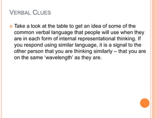 Elements of com, internal map, verbal clues, representation, internal ...