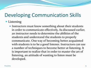 Elements of communication- Fundamentals of Instructors | PPTX