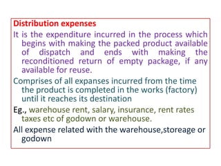 Elements of cost and cost sheet | PPTX