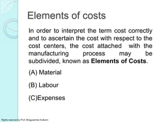 Elements of costs and classification of expenditure | PPTX | Business ...