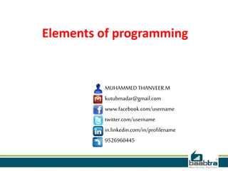 Elements of c program....by thanveer danish | PPT