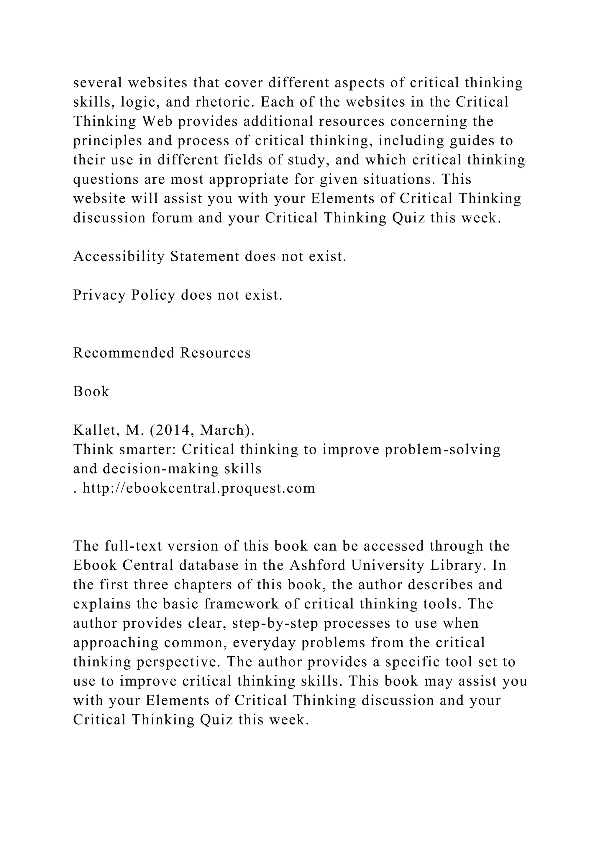 Elements of Critical Thinking [WLOs 2, 3, 4] [CLOs 2, 3, 4]P.docx
