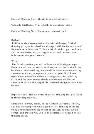 Elements of Critical Thinking [WLOs 2, 3, 4] [CLOs 2, 3, 4]P.docx