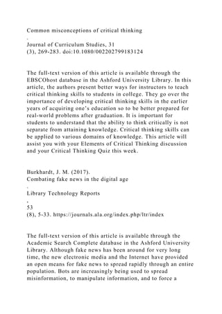 Elements of Critical Thinking [WLOs 2, 3, 4] [CLOs 2, 3, 4]P.docx