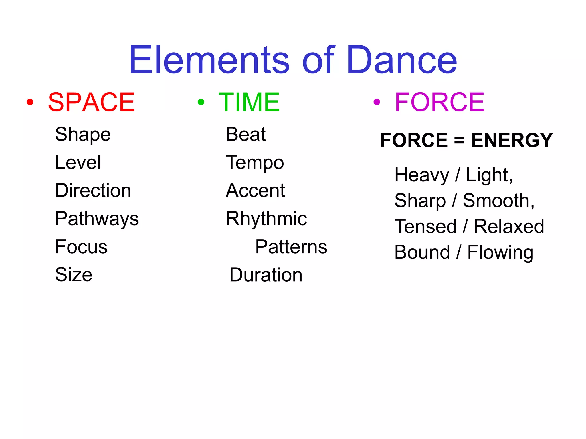 Elements of dance | PPTX