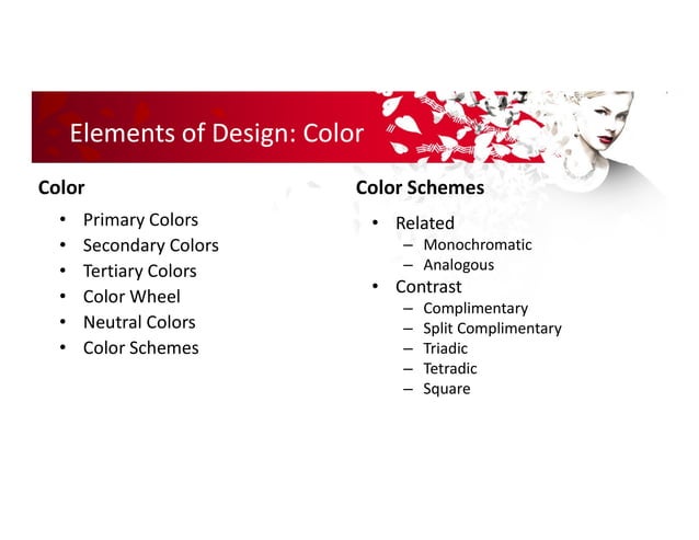 Elements of design color and color schemes | PDF