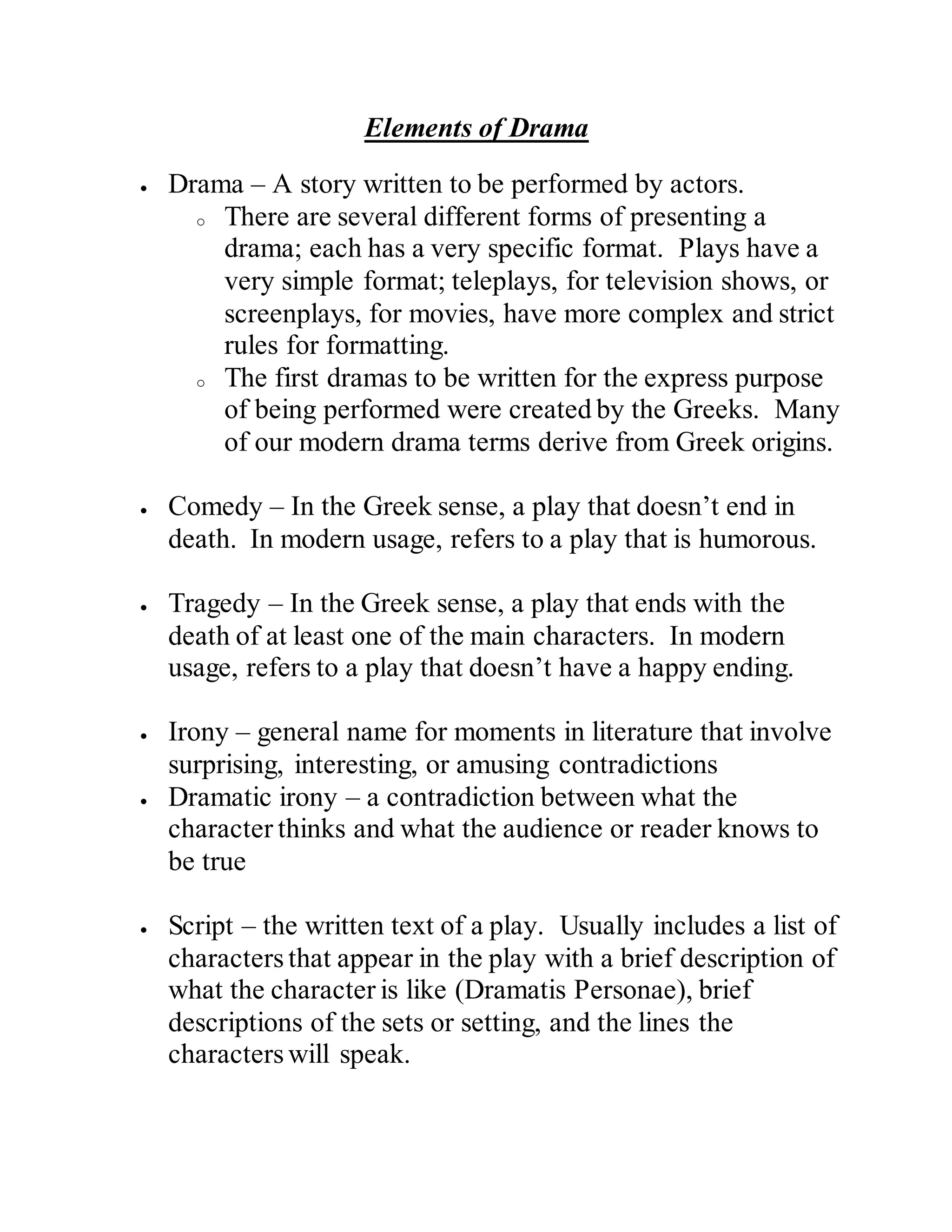 Elements of drama | DOCX