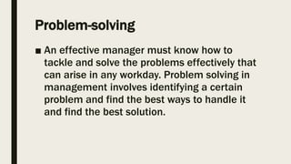 Elements of effective management skills | PPTX | Executive Leadership ...