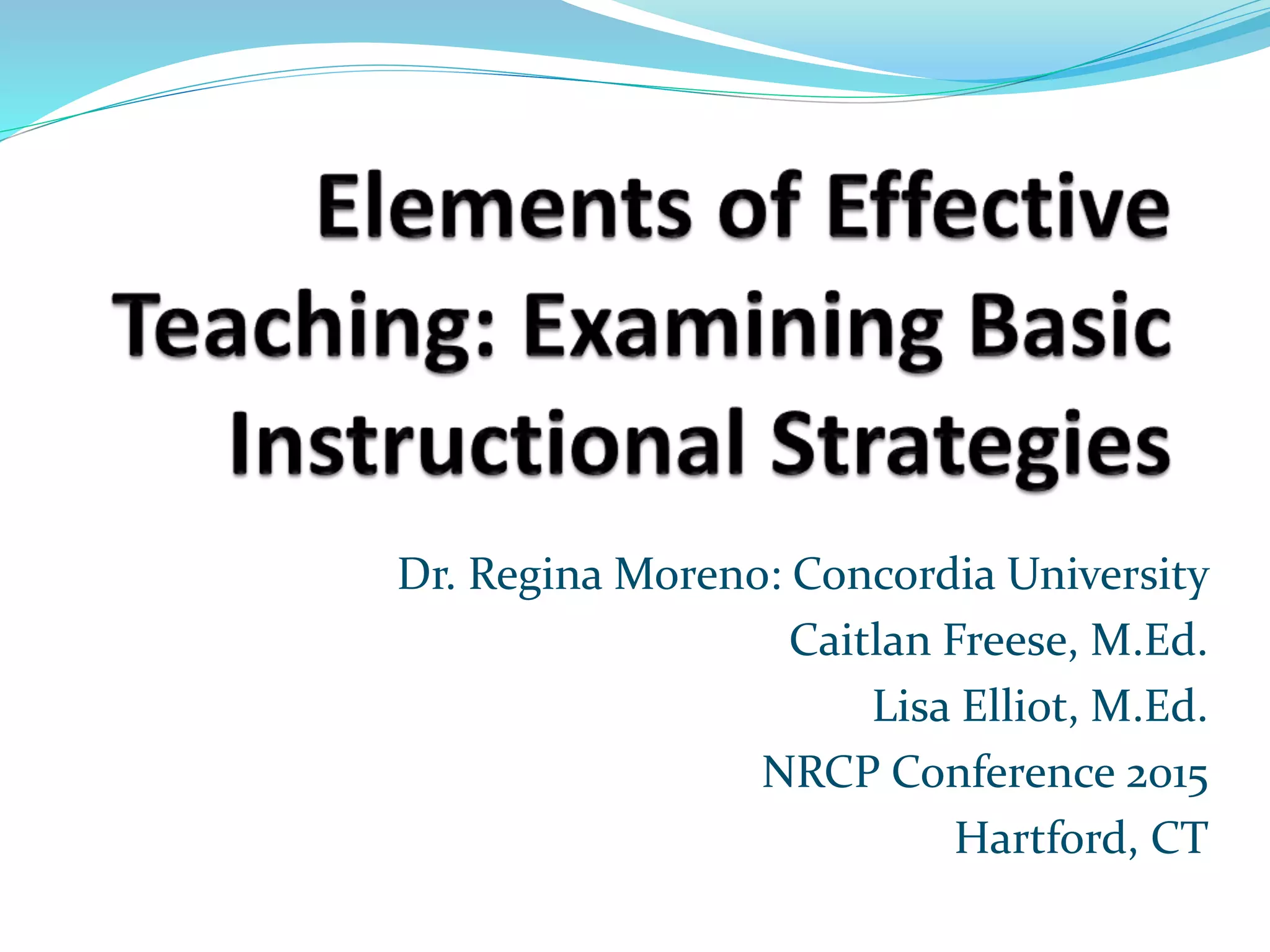 Elements of Effective Teaching | PPTX