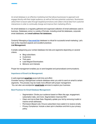 Elements of email list database - Go PDF | PDF