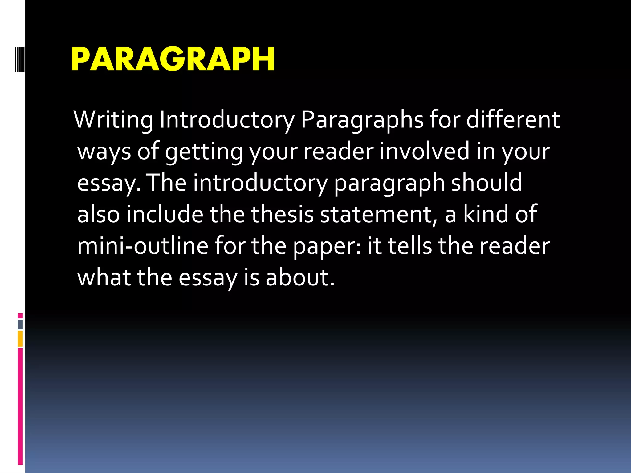 Elements of essay with its definition | PPTX