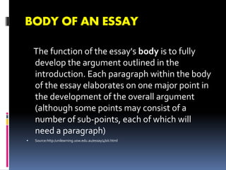 Elements of essay with its definition | PPTX