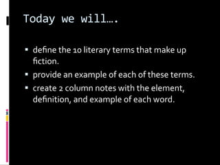 Elements of fiction | KEY