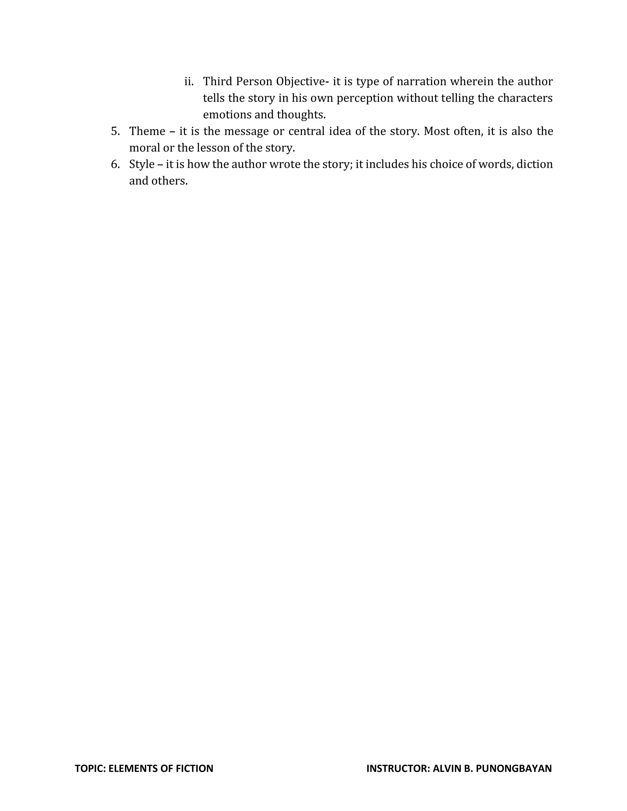 Elements of Fiction | PDF