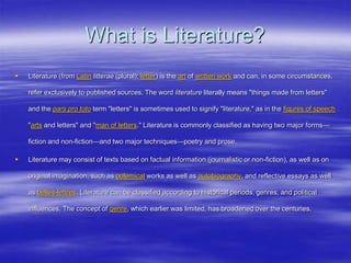 Elements of fiction( what is literature) | PPT