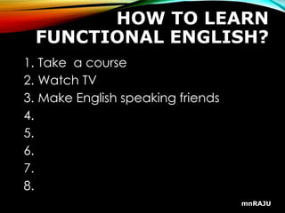 Elements of Functional English | PPTX