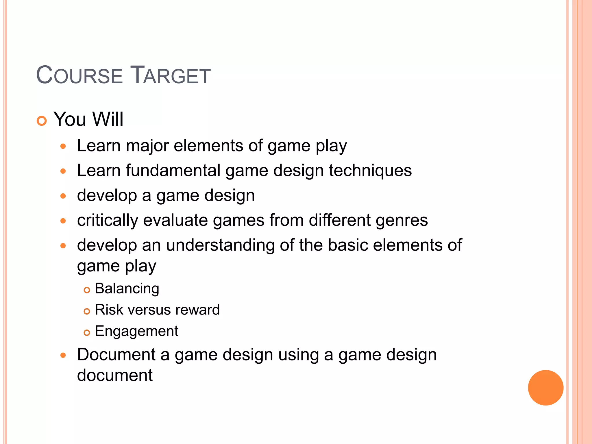 Elements of game play | PPTX