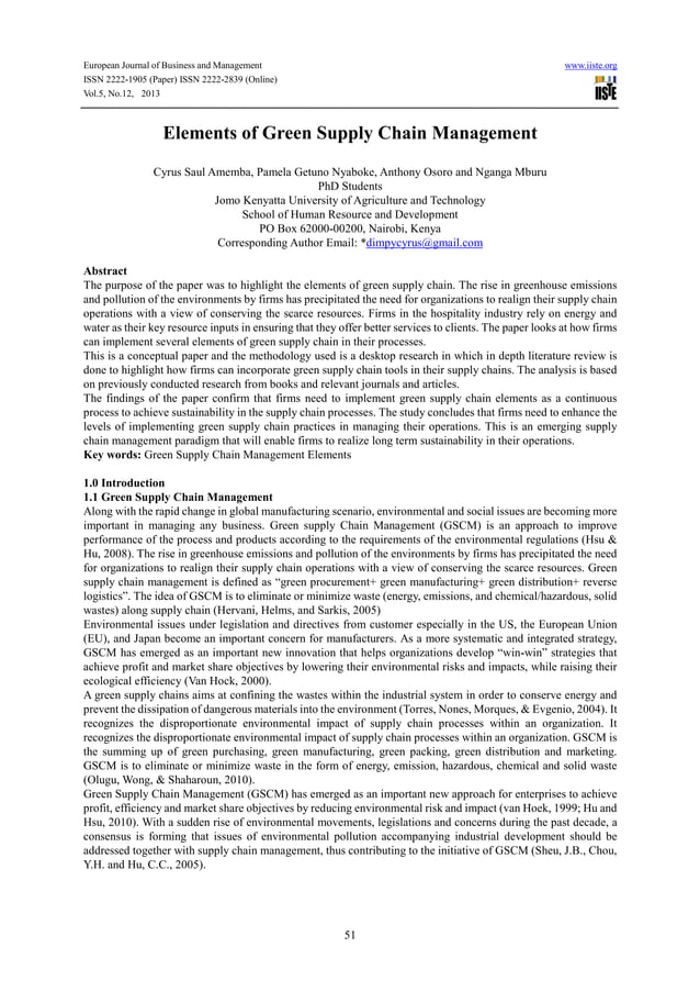 Elements of green supply chain management | PDF | Green Solutions | Business