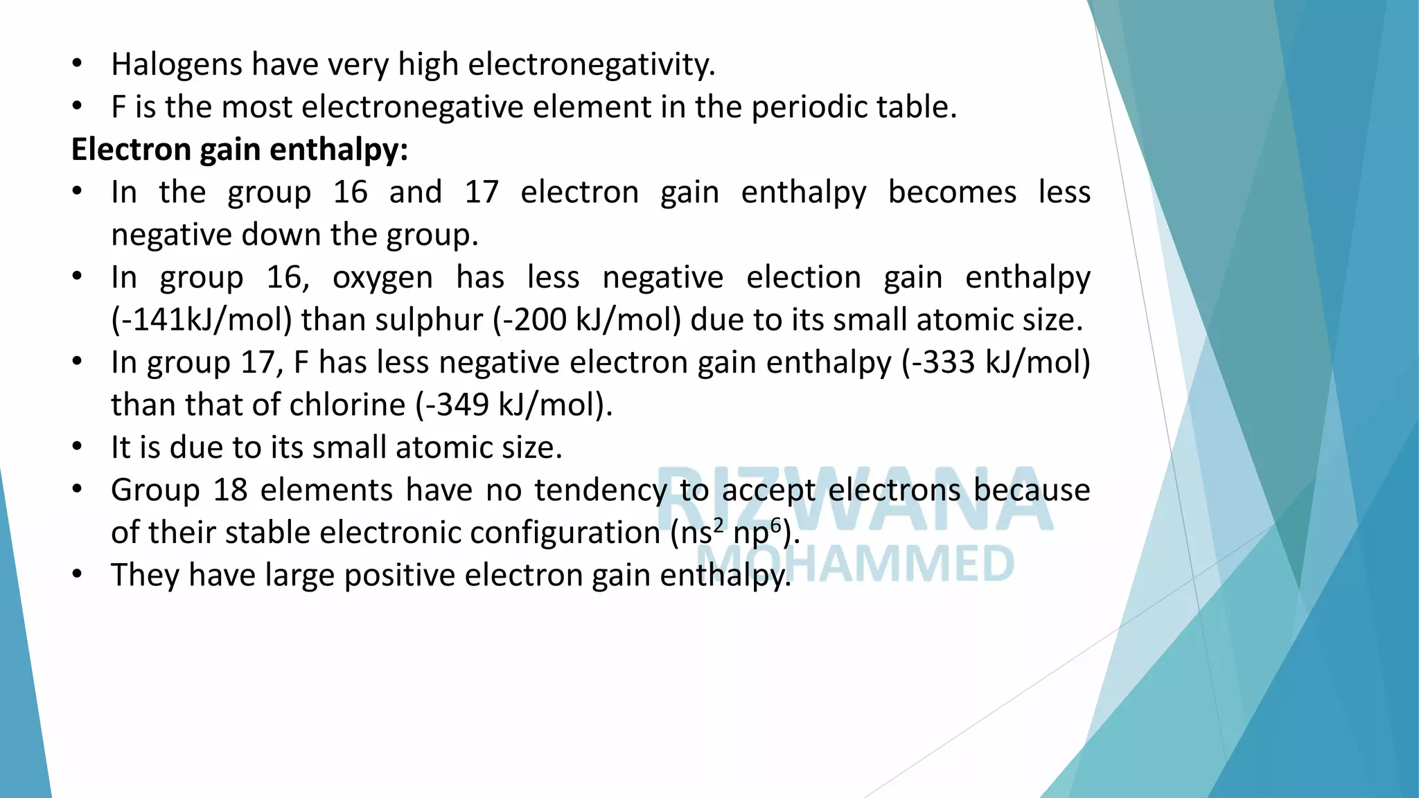 1st Lecture on Elements of groups 16, 17 & 18 | Chemistry Part I | 12th Std | PDF