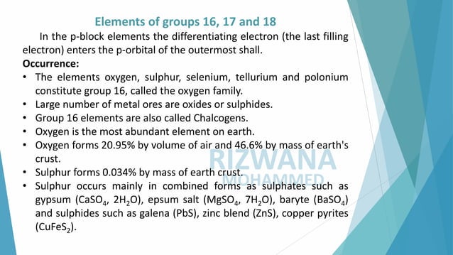 1st Lecture on Elements of groups 16, 17 & 18 | Chemistry Part I | 12th ...