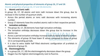 1st Lecture on Elements of groups 16, 17 & 18 | Chemistry Part I | 12th Std | PDF