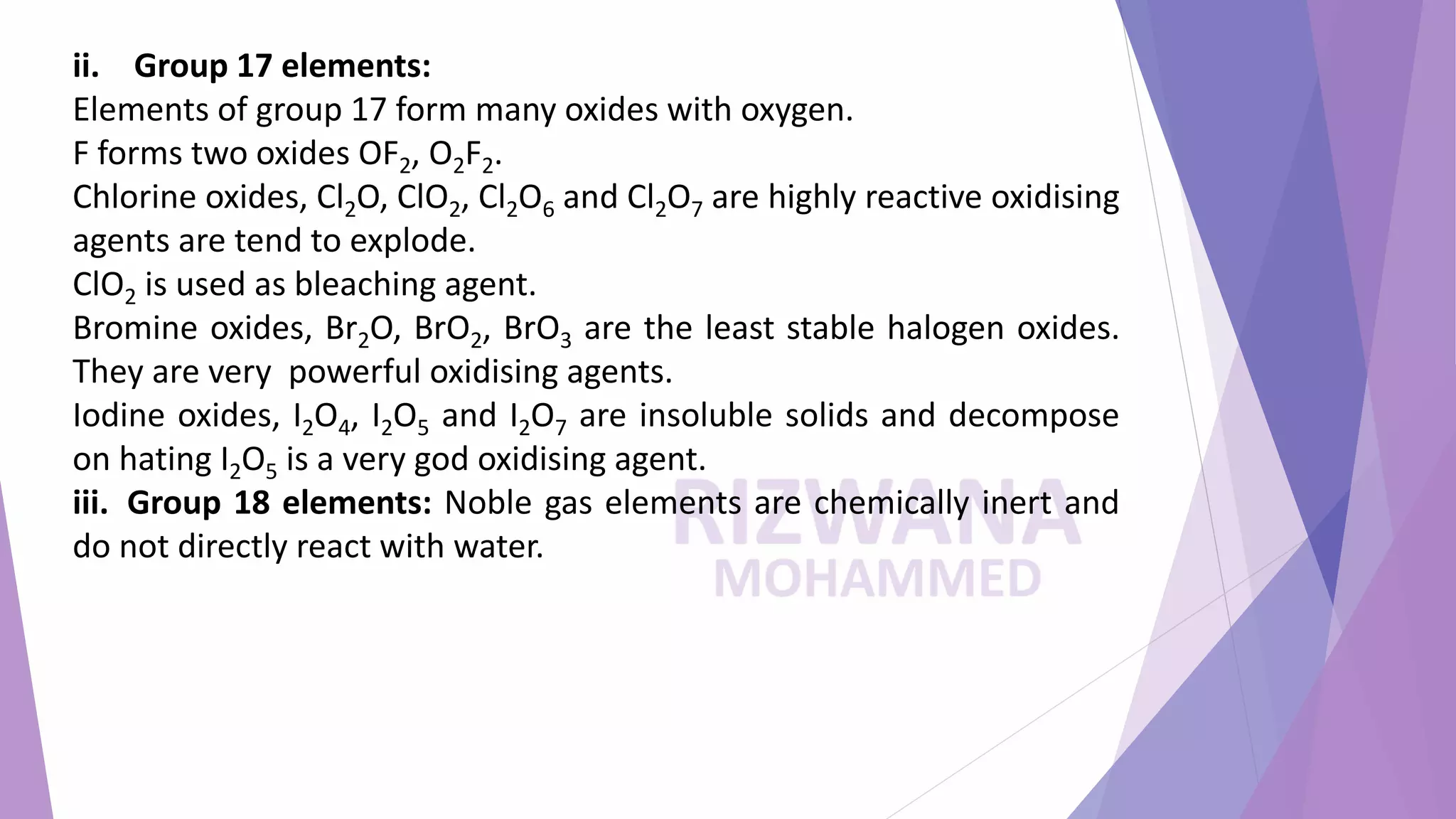 2nd Lecture on Elements of groups 16, 17 & 18 | Chemistry Part I | 12th ...