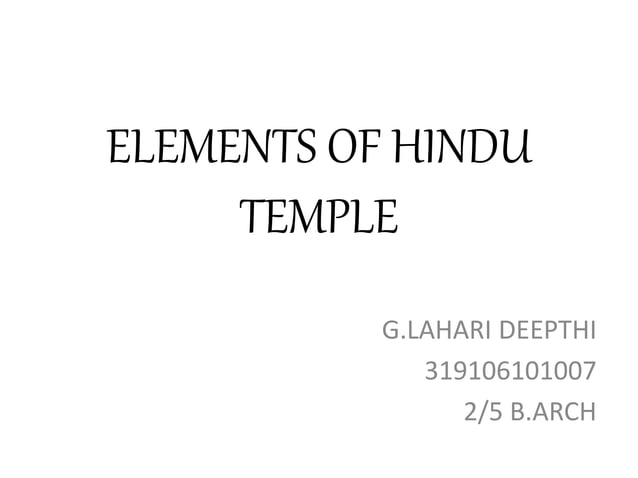 Elements of hindu temple | PPTX | Hinduism | Religion & Spirituality