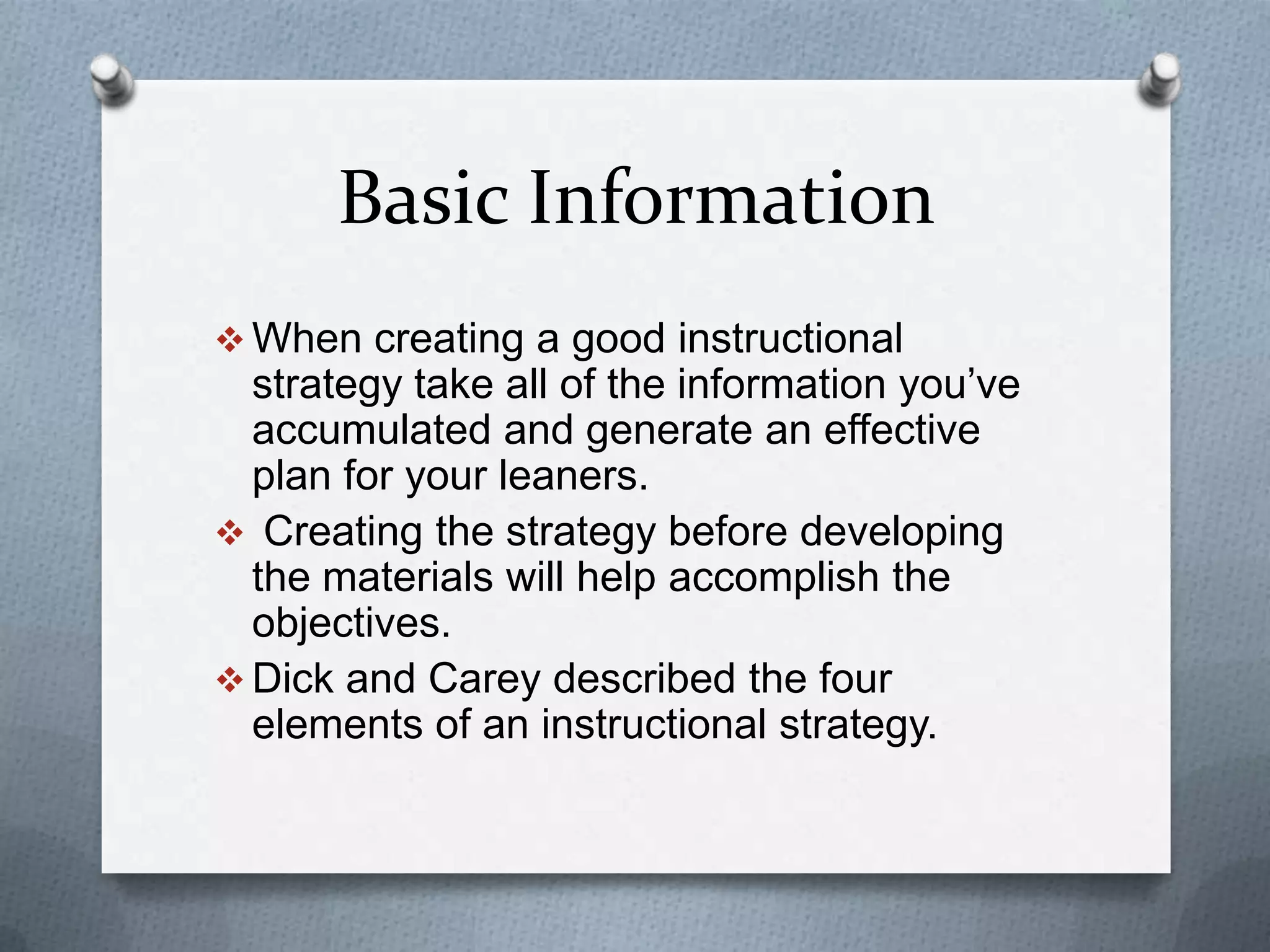 Elements of instructional strategy | PPTX