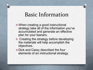 Elements of instructional strategy | PPTX
