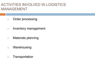 Elements of logistics & supply chain | PPTX