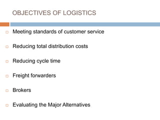Elements of logistics & supply chain | PPTX