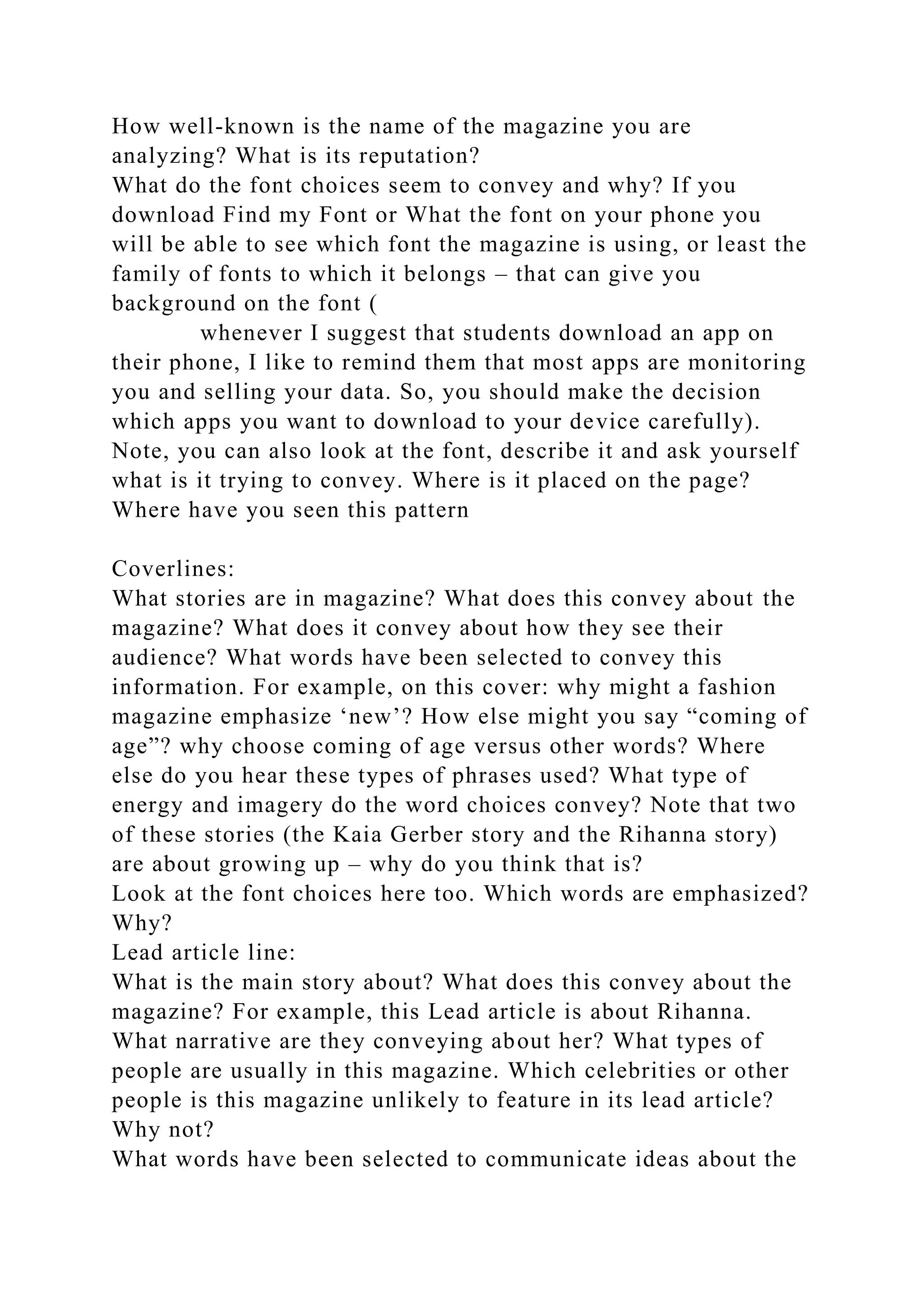 Elements of Magazine Cover DesignMasthead the name of.docx