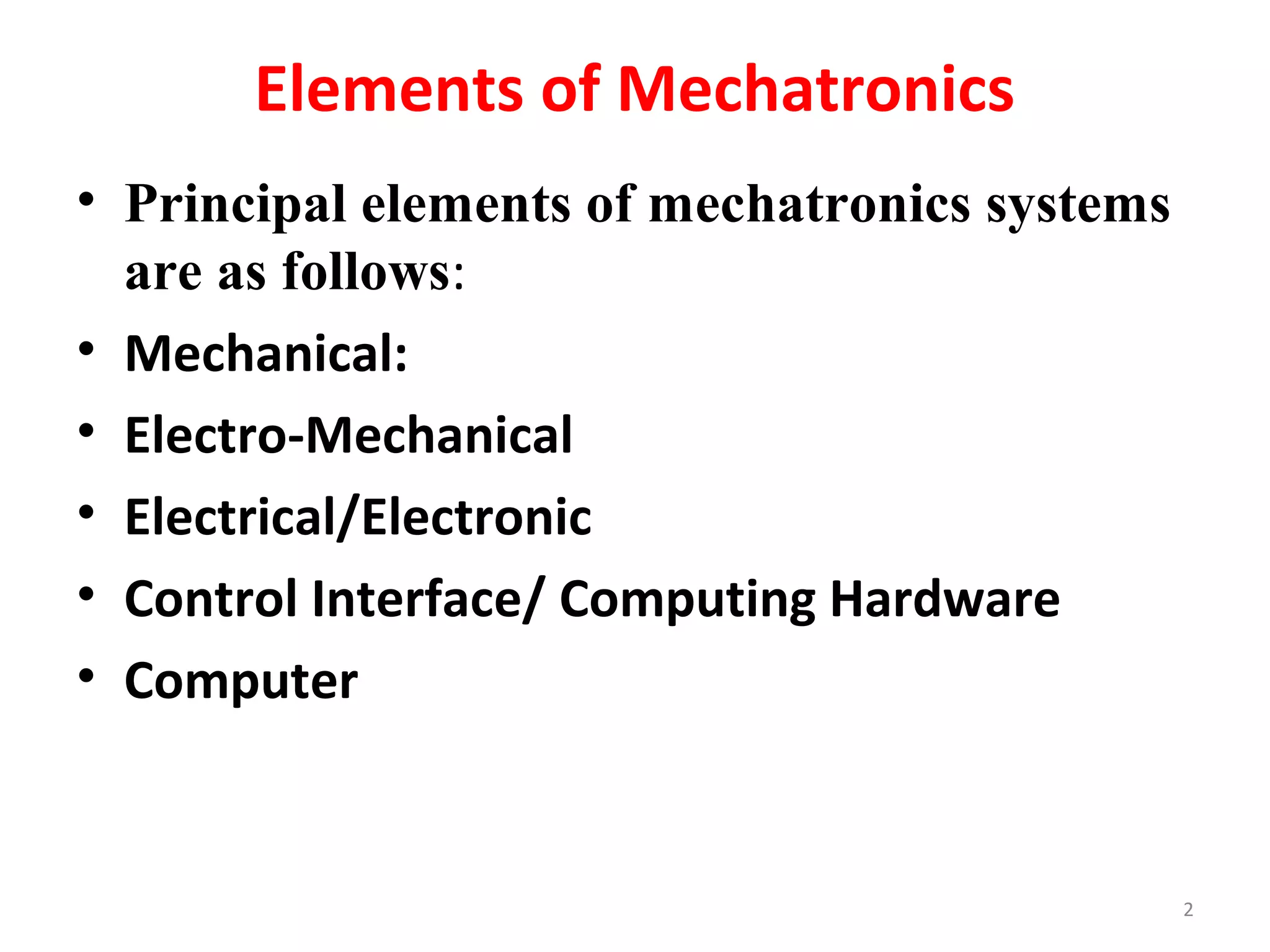 Elements of mechatronics | PPT