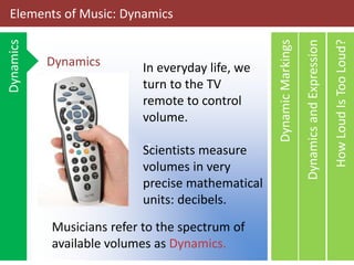Elements of music: Dynamics and Tone Color | PPTX