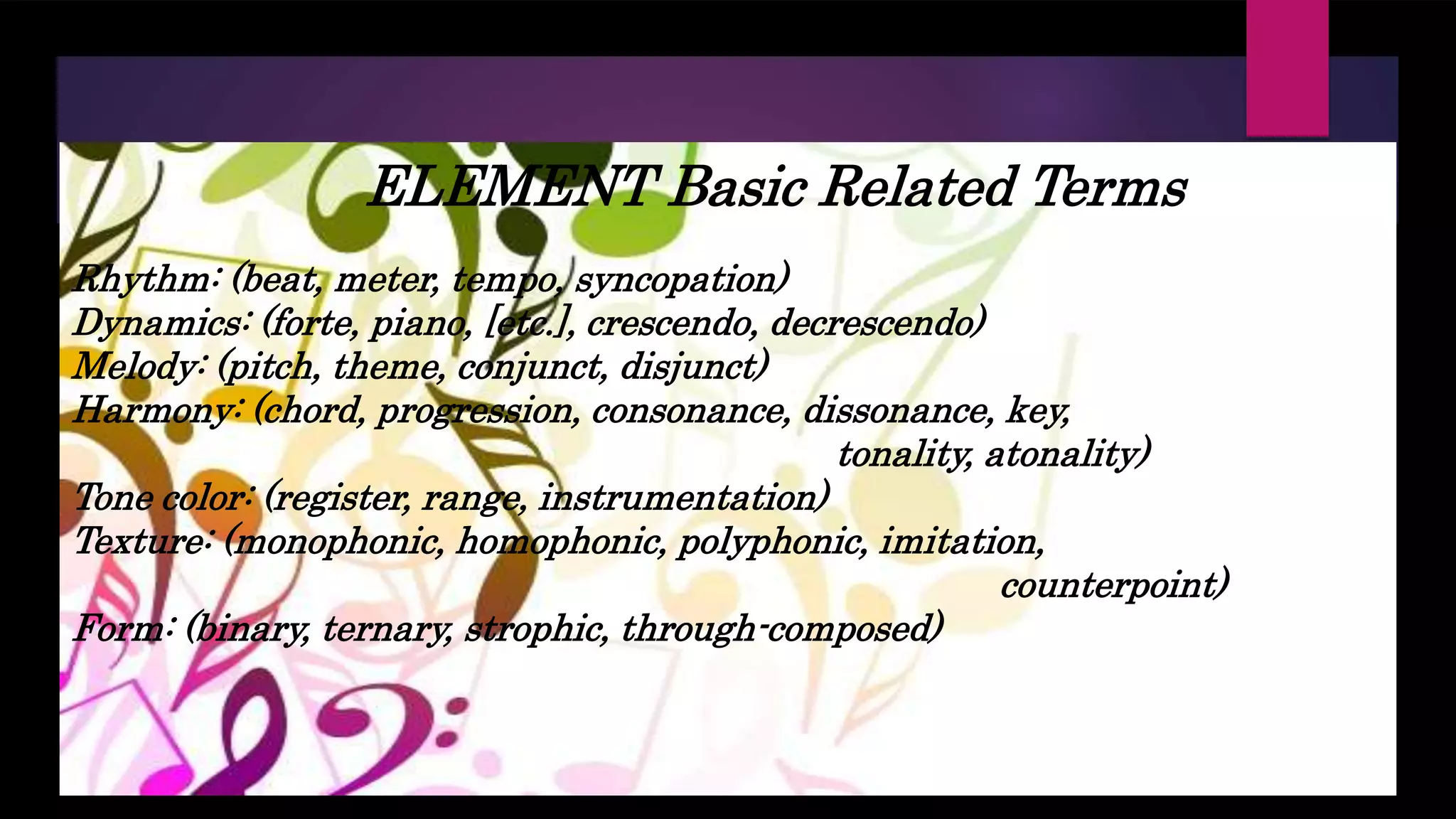 Elements of music ppt | PPTX