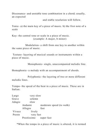 Elements of MusicPitch- relative highness or lowness that we .docx ...