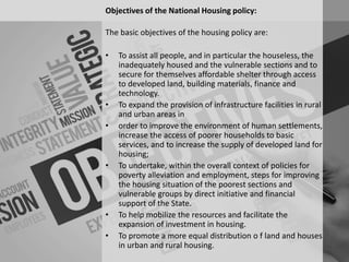 Elements of national housing policy | PPTX