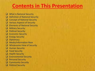 Elements of national security by Abid Hussain | PPTX