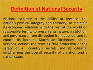 Elements of national security by Abid Hussain | PPTX