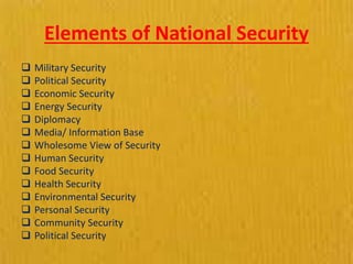Elements of national security by Abid Hussain | PPTX