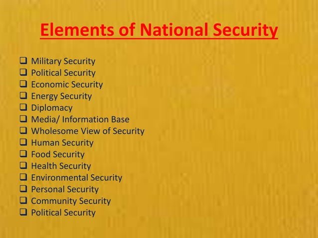 Elements of national security by Abid Hussain | PPTX