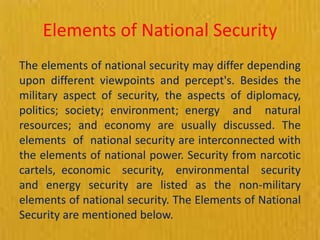 Elements of national security by Abid Hussain | PPTX