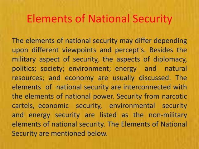 Elements of national security by Abid Hussain | PPTX